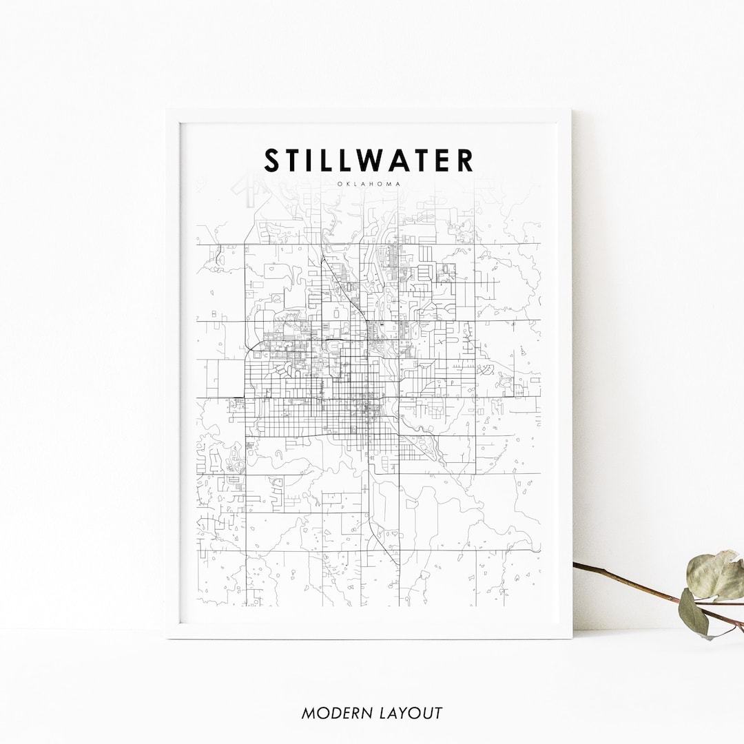 Stillwater OK Map Print, Oklahoma USA Map Art Poster,payne County, City ...