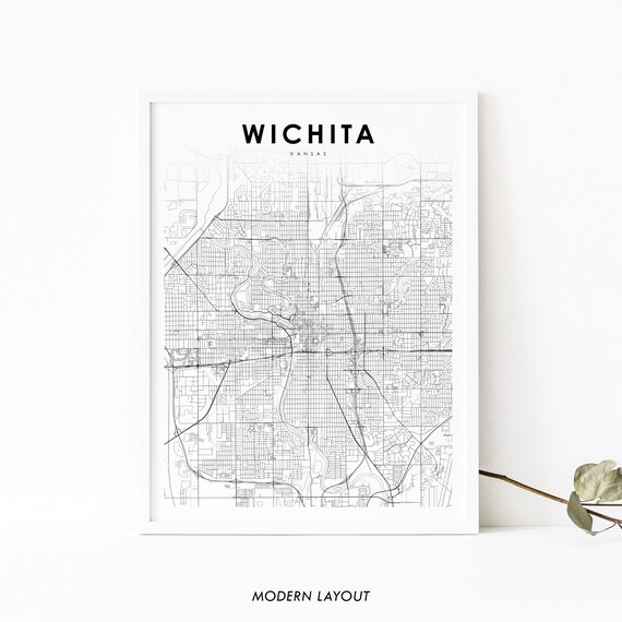 Wichita KS Map Print Kansas USA Map Art Poster Sedgwick | Etsy