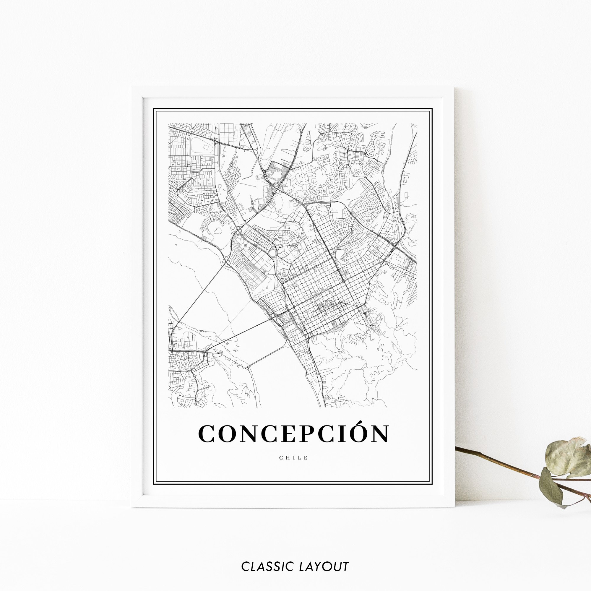 Concepcion Chile Map Print Concepción Map Art Poster María - Etsy