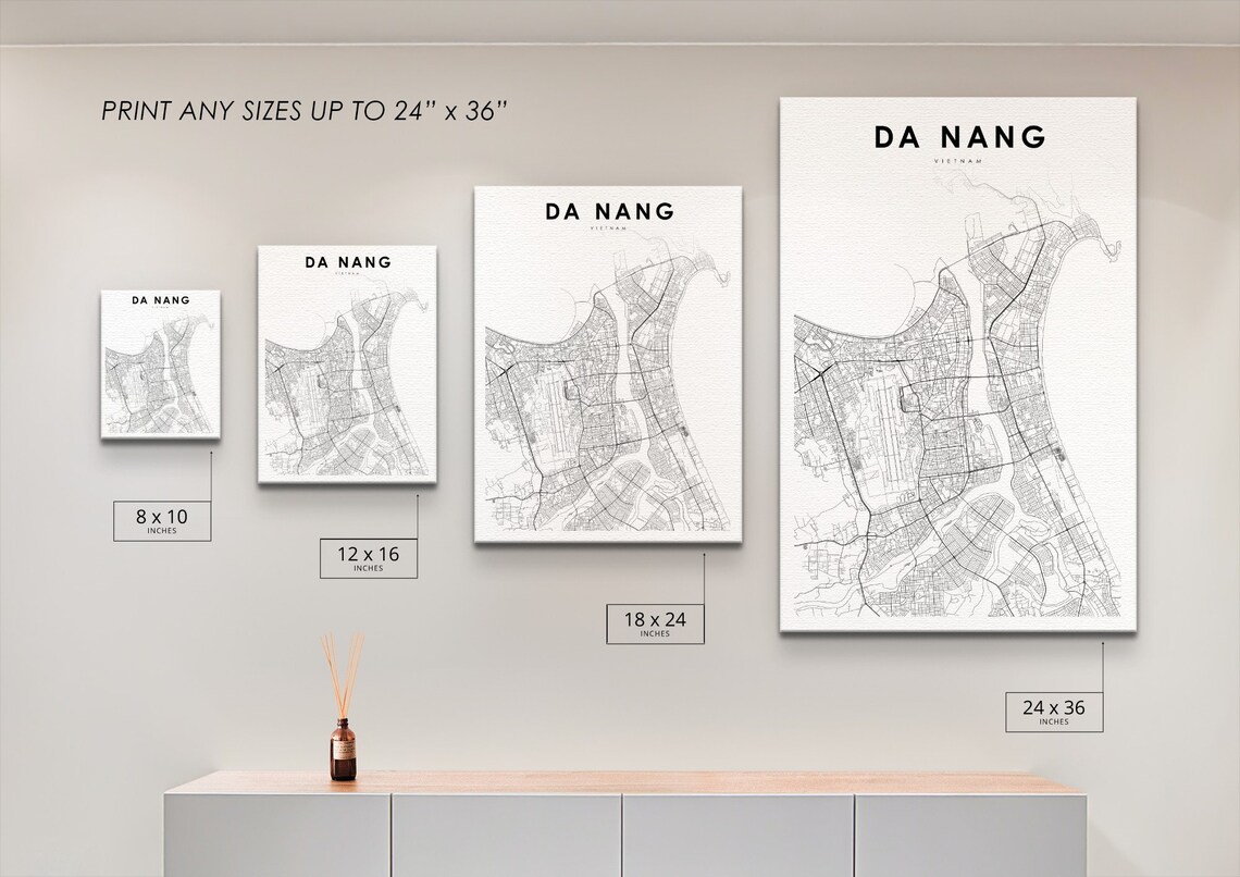 Da Nang Vietnam Print, Danang Viet Nam Map Art Poster, Đà Nẵng Việt Nam ...