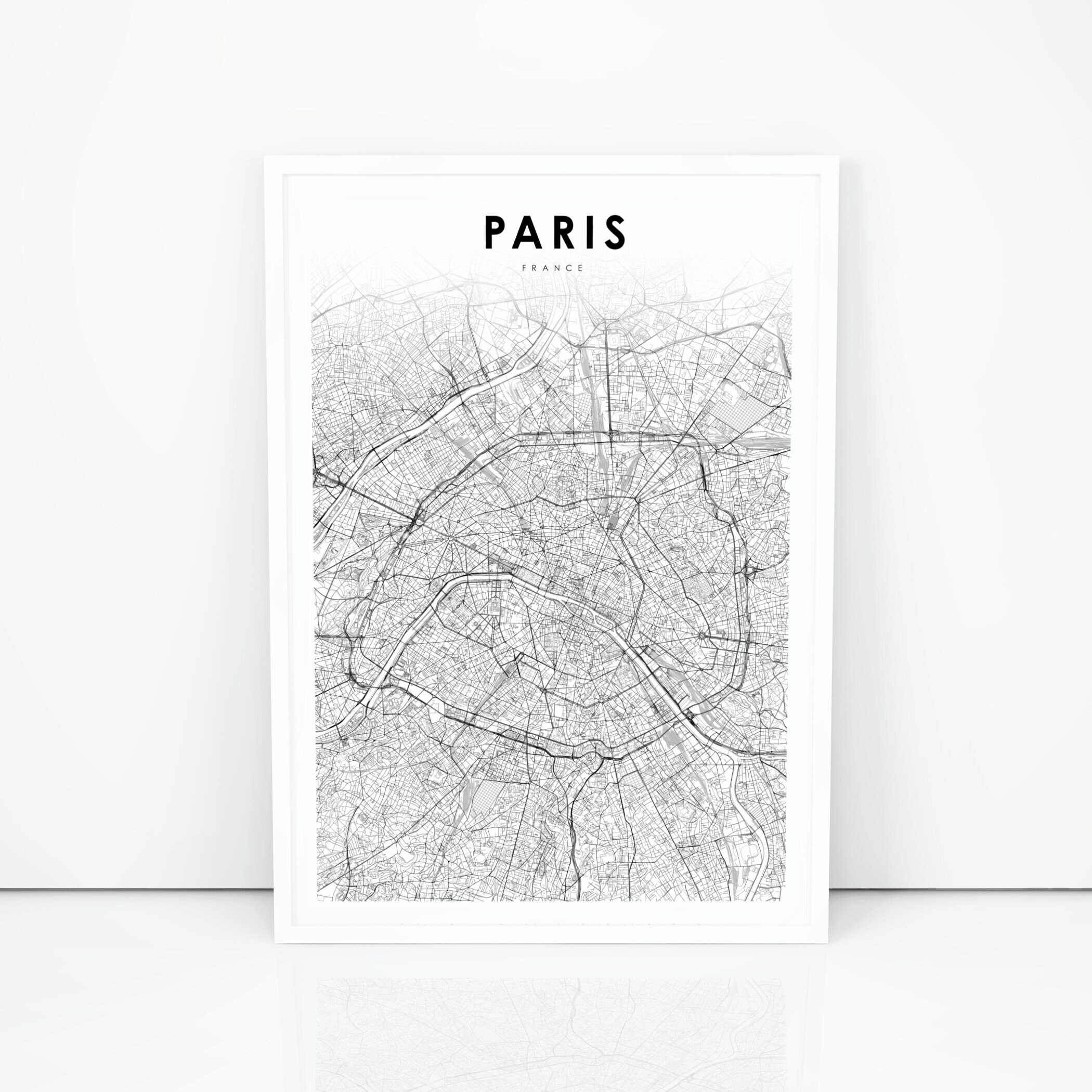 Paris France Map Print Map Art Poster Île-de-France | Etsy
