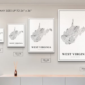 West Virginia Map Print, State Road Map Print, WV USA United States Map ...