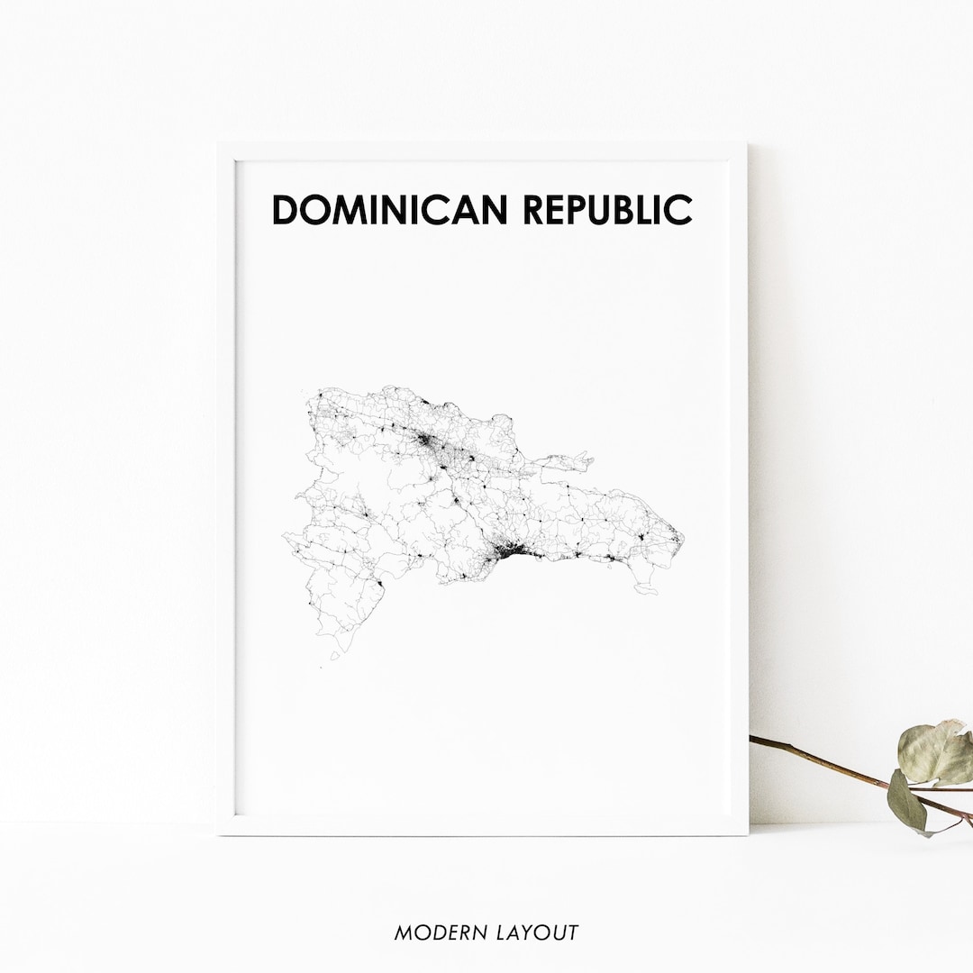 Dominican Republic Map Print, Country Road Map Art Poster, Dominicana ...