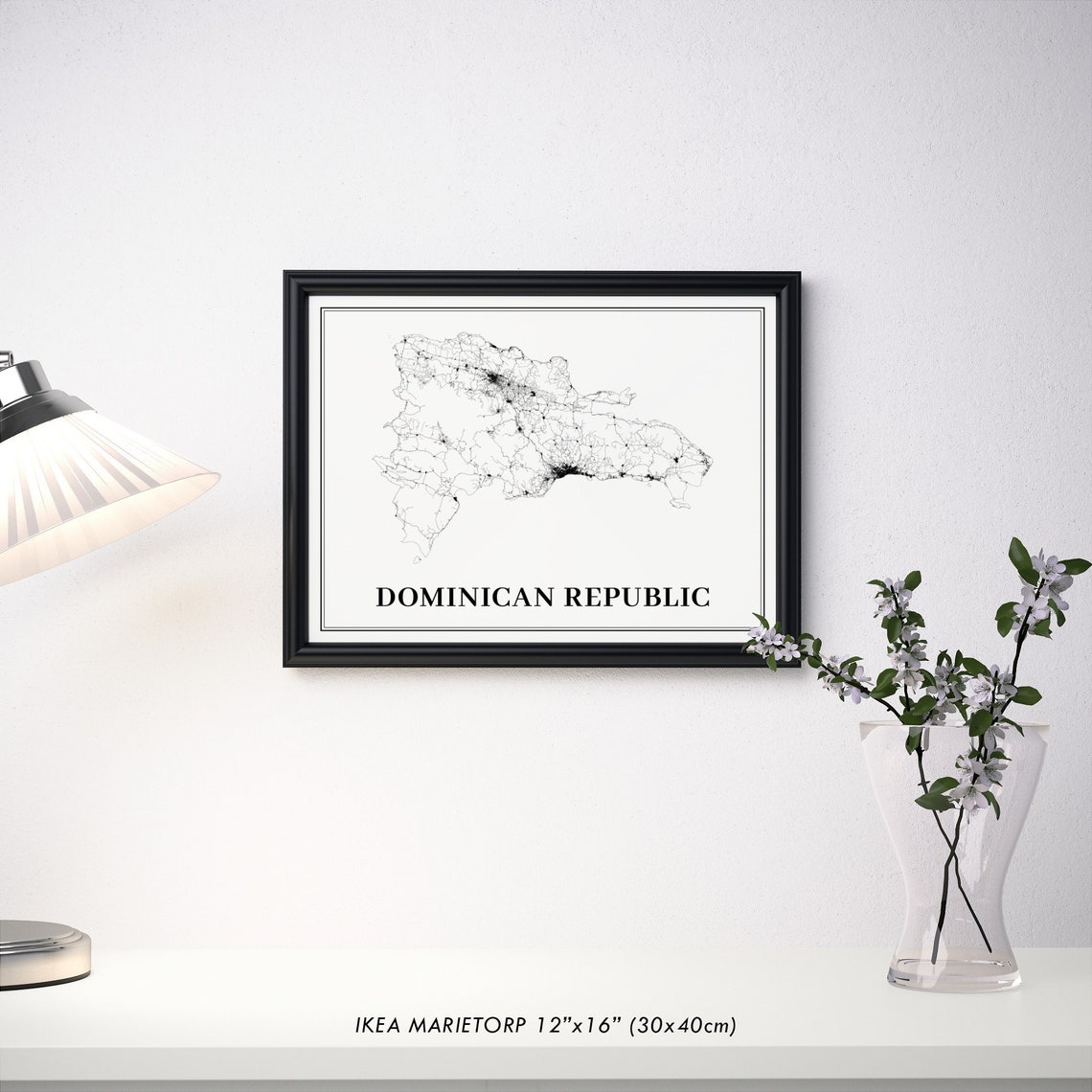 Dominican Republic Map Print, Road Map Art Poster, Dominicana Dominica ...