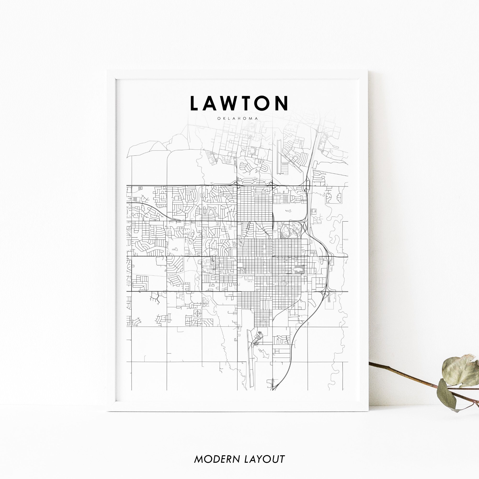 Lawton OK Map Print Oklahoma USA Map Art Poster Comanche | Etsy