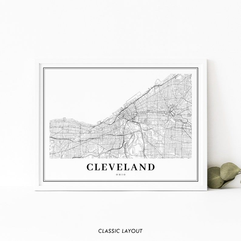 Cleveland OH Map Print Ohio USA Map Art Poster City Street | Etsy