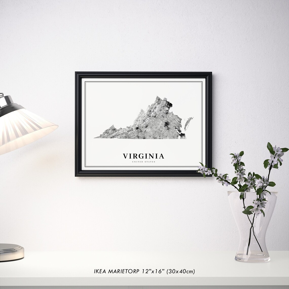 Virginia Map Print, State Road Map Print, VA USA United States Map Art ...
