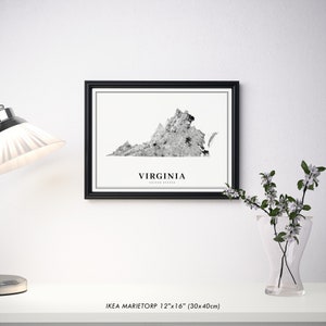 Virginia Map Print, State Road Map Print, VA USA United States Map Art ...