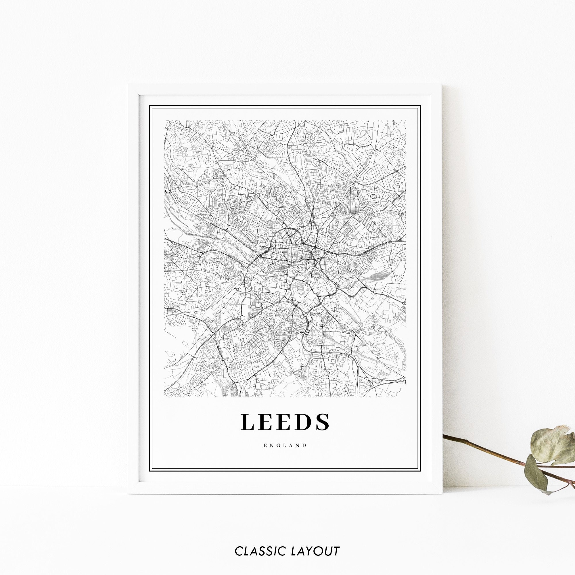Leeds England Map Print United Kingdom UK Map Art Poster | Etsy