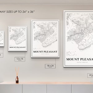 Mount Pleasant SC Map Print, South Carolina USA Map Art Poster, City ...