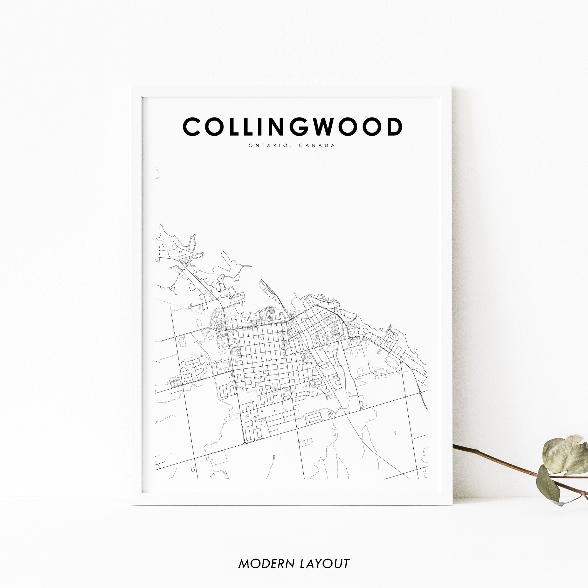 Collingwood Ontario Map Print, ON Canada Map Art Poster, Simcoe, City ...