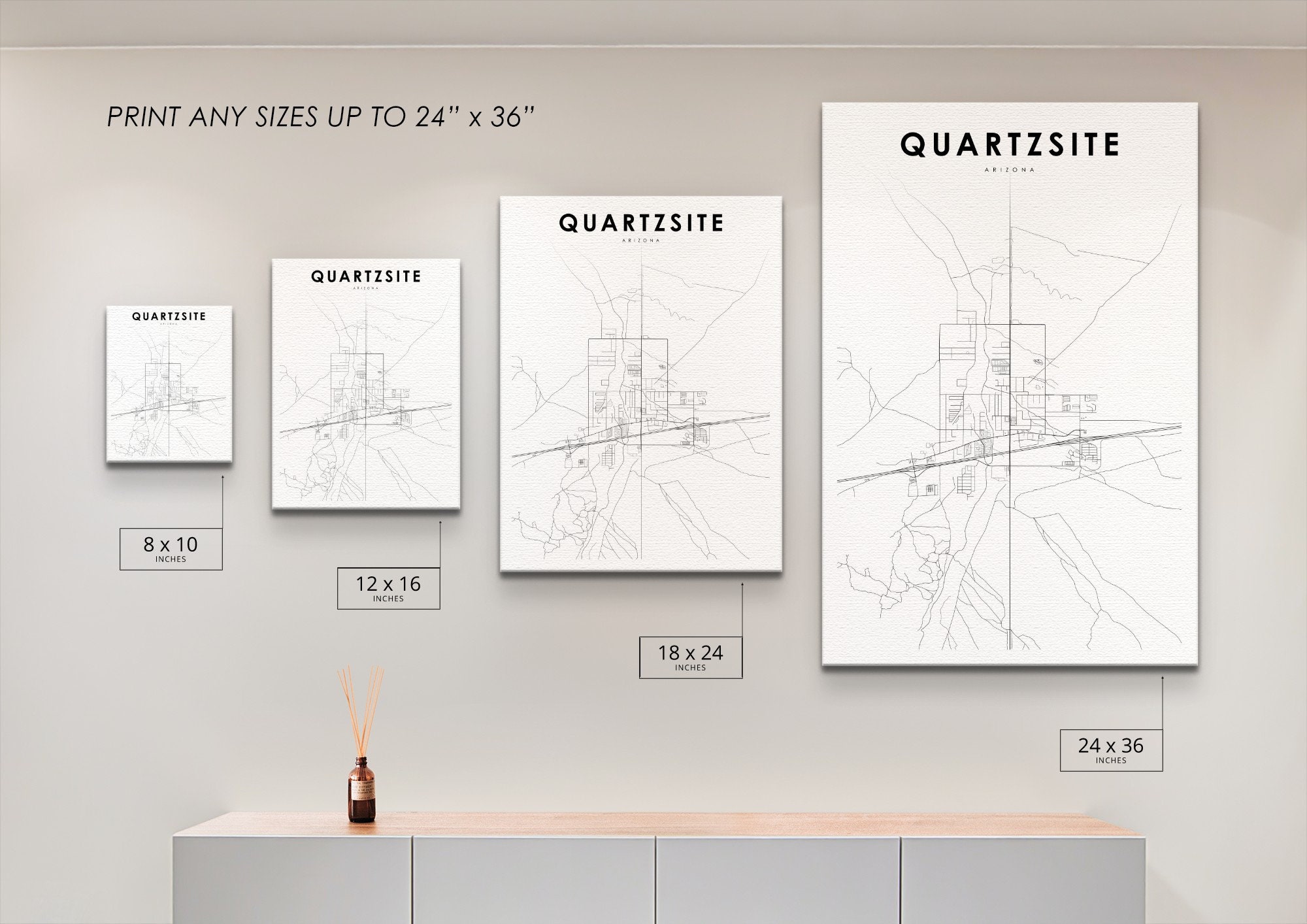 Quartzsite AZ Map Print Arizona USA Map Art Poster La Paz - Etsy