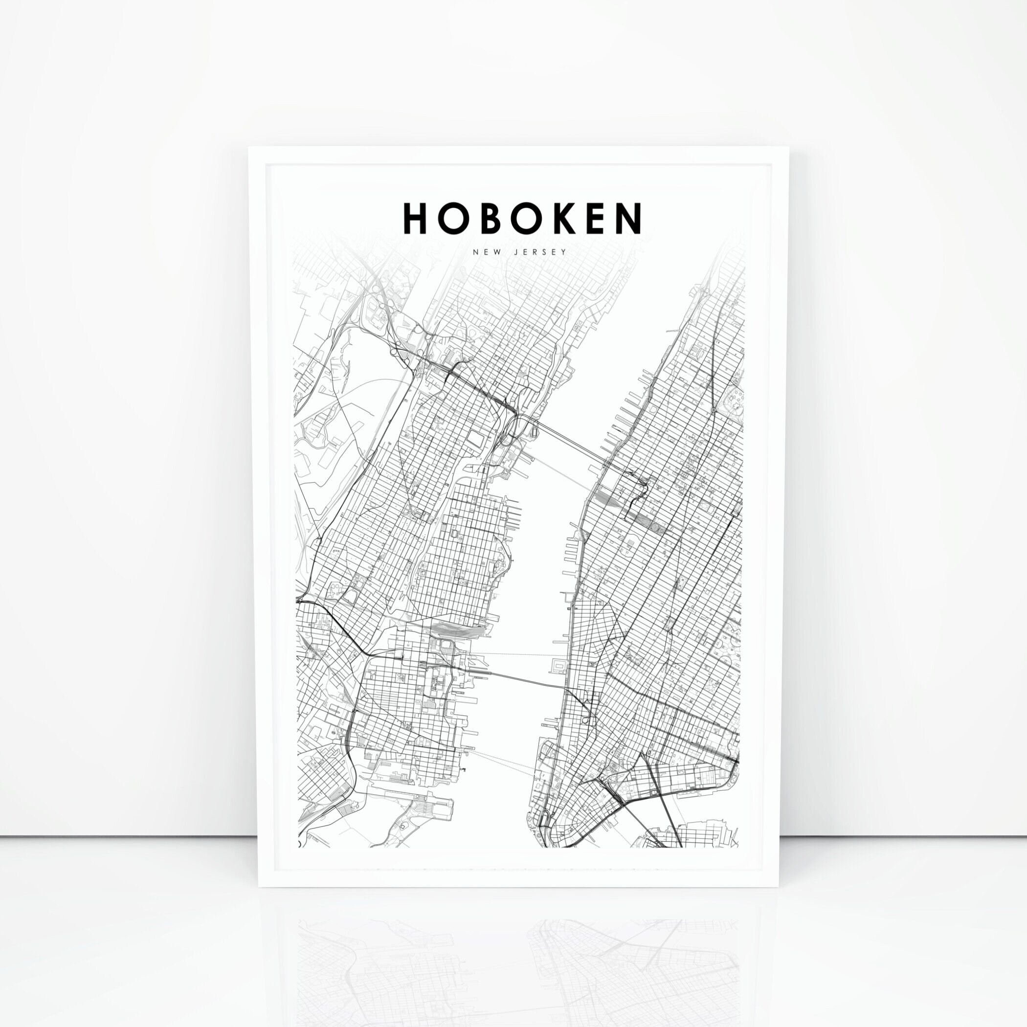 Hoboken NJ Map Print New Jersey USA Map Art Poster Hudson | Etsy