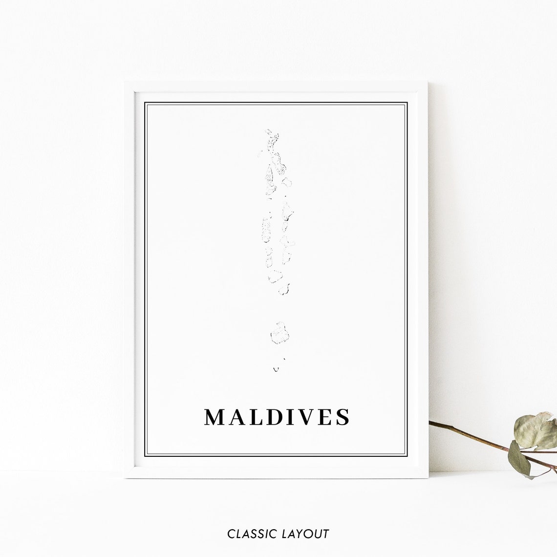 Maldives Map Print, Country Road Map Poster, Malé Addu City South Asian ...