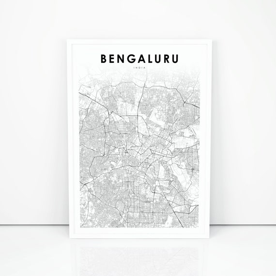 Bengaluru India Map Print Map Art Poster Bangalore | Etsy