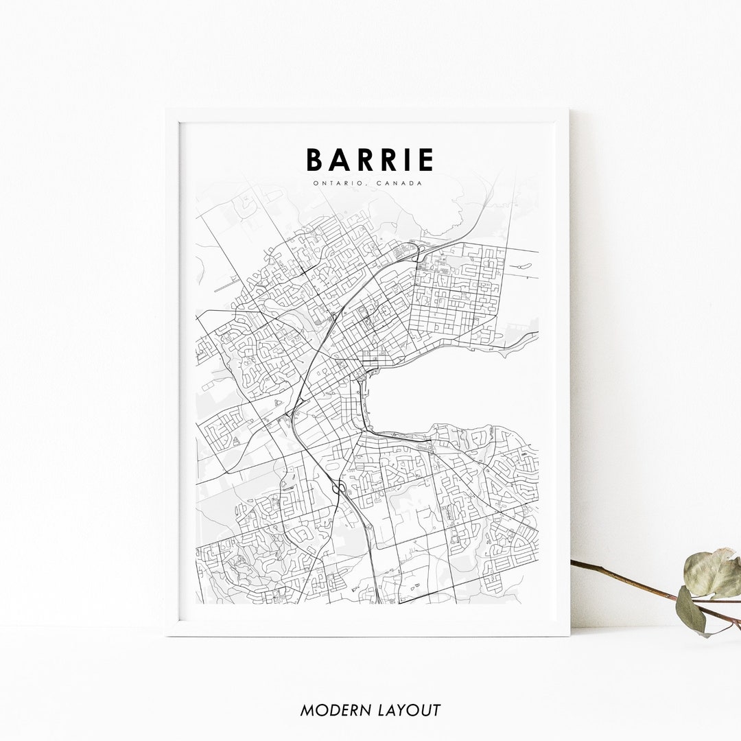 Barrie Ontario Map Print, ON Canada Map Art Poster, Simcoe County, City ...