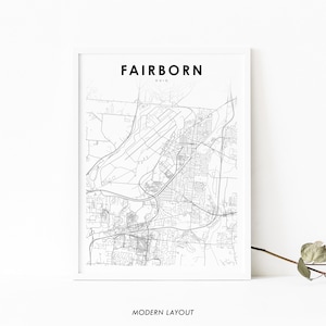Fairborn OH Map Print, Ohio USA Map Art Poster, Dayton Greene, City ...