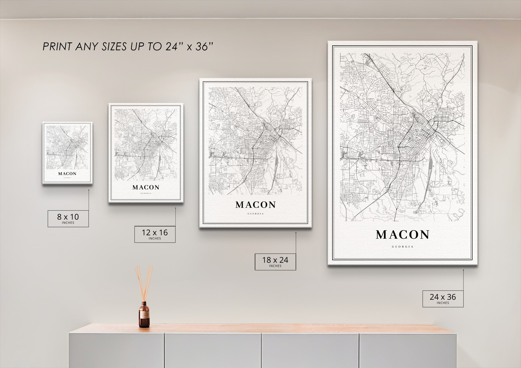 Macon GA Map Print Georgia USA Map Art Poster Maconbibb | Etsy