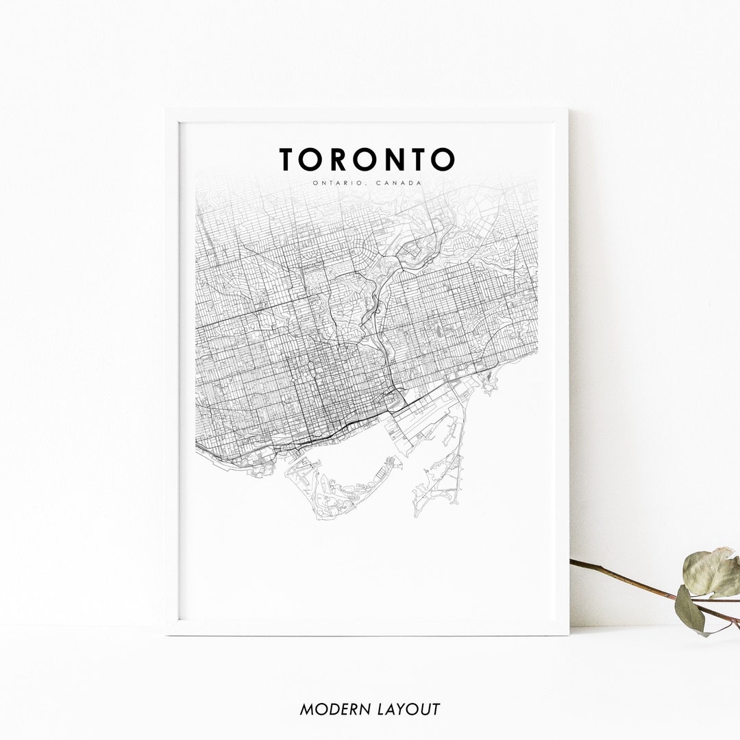 Toronto Ontario Map Print, ON Canada Map Art Poster, City Street Road ...