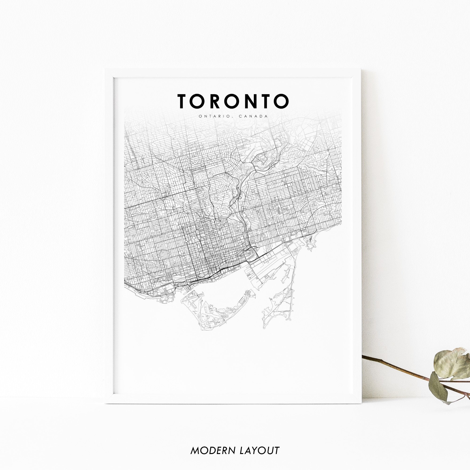 Toronto Ontario Map Print, ON Canada Map Art Poster, City Street Road ...