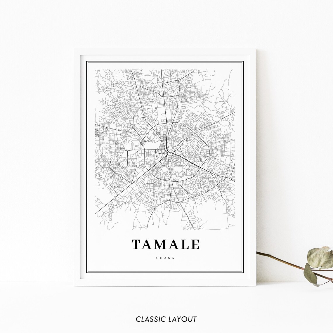 Tamale Ghana Map Print, Map Art Poster, City Street Road Map Print ...