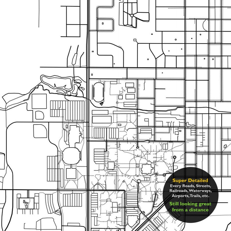 Cedar Falls IA Map Print Iowa USA Map Art Poster Black Hawk | Etsy