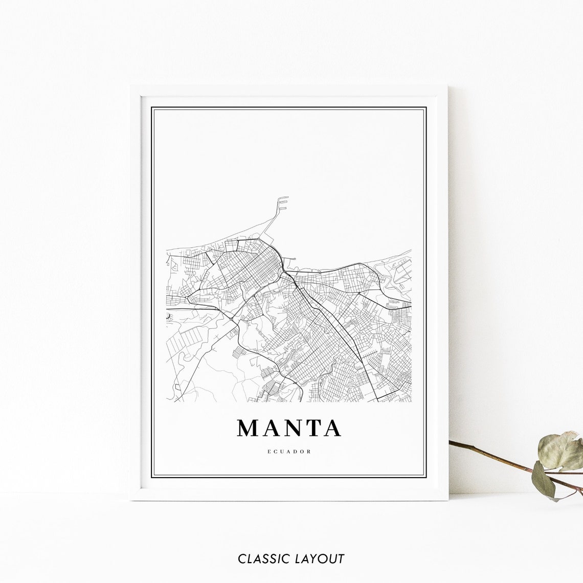 Manta Ecuador Map Print, Map Art Poster, San Pablo De Manta, City ...