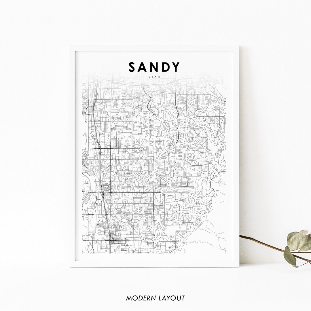 Sandy UT Map Print, Utah USA Map Art Poster, City Street Road Map Print ...