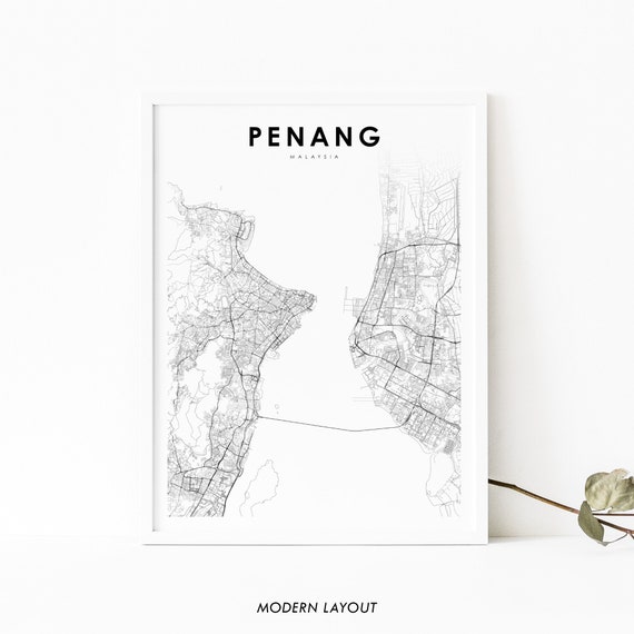 Penang Malaysia Map Print Map Art Poster George Town City | Etsy
