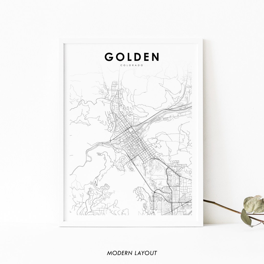 Golden CO Map Print, Colorado USA Map Art Poster, Jefferson County City ...