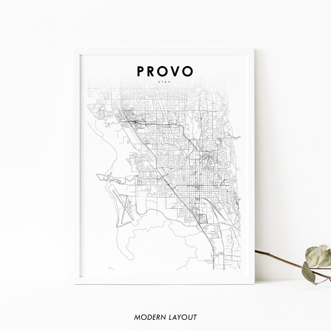 Provo UT Map Print, Utah USA Map Art Poster, City Street Road Map Print ...