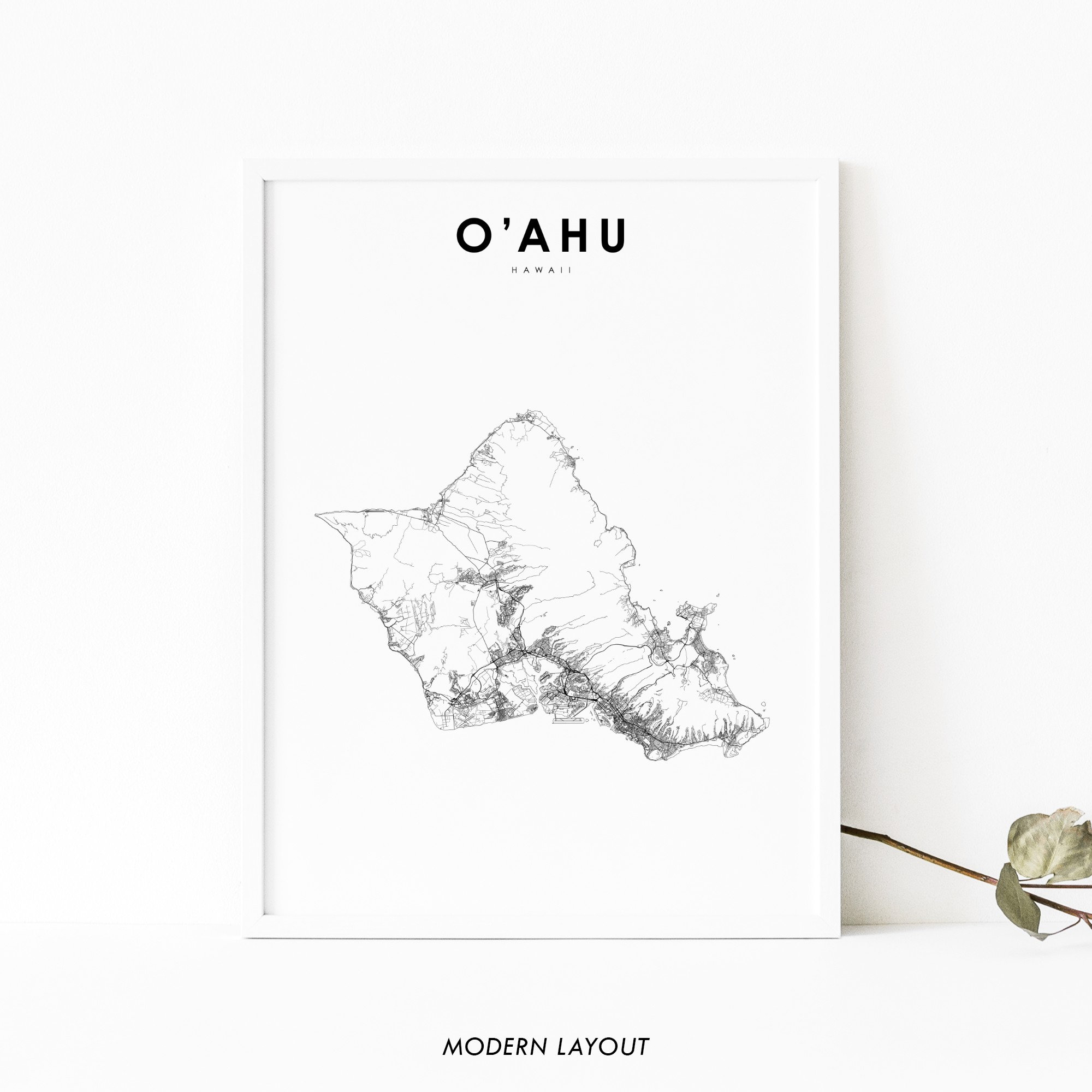 Oahu HI Map Print O'ahu Hawaii USA Map Art Poster - Etsy