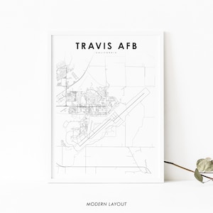Travis AFB CA Map Print Air Force Base California USA Army - Etsy