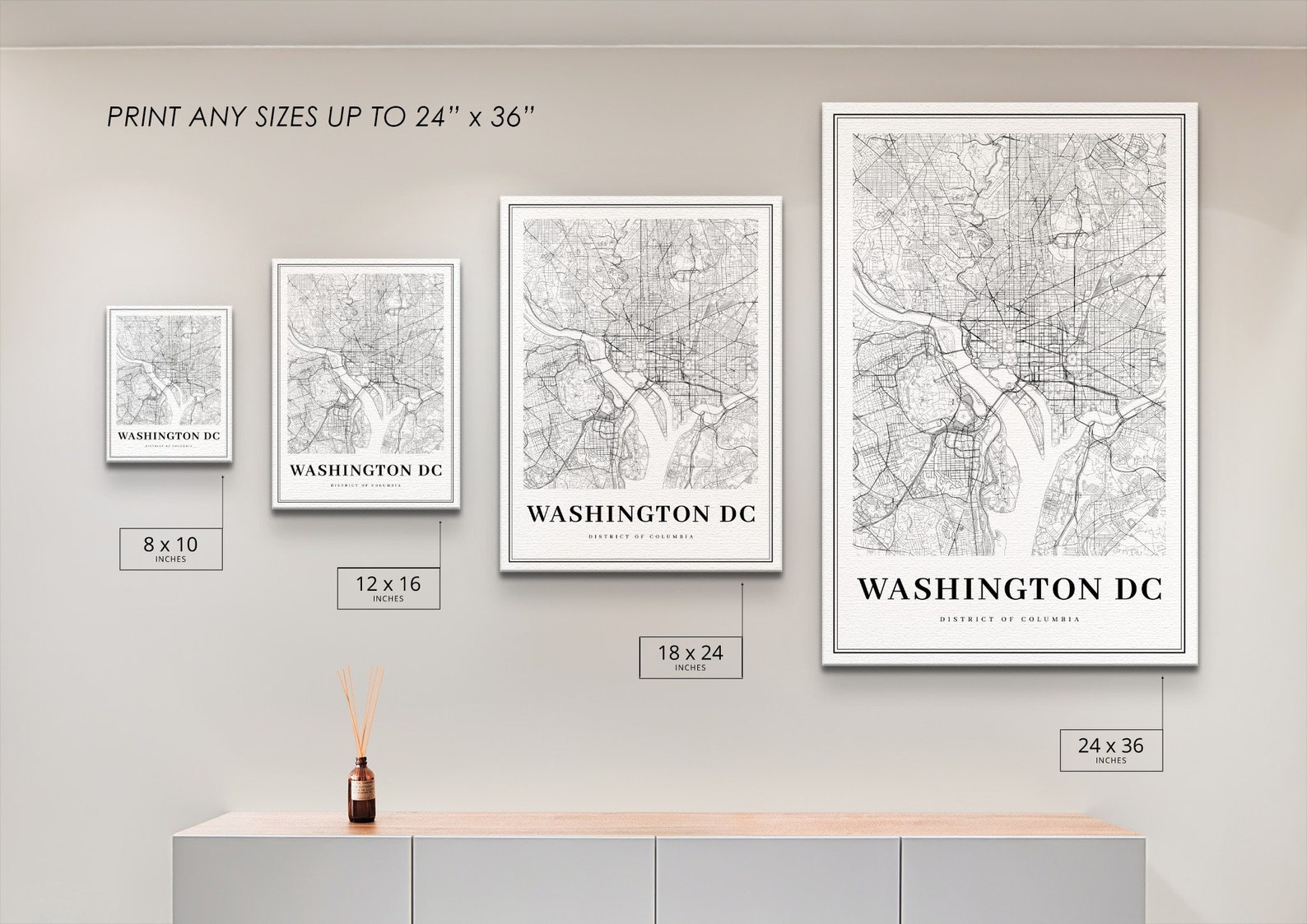 Washington DC Map Print District of Columbia USA Map Art - Etsy