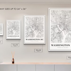 Washington DC Map Print, District of Columbia USA Map Art Poster, City ...