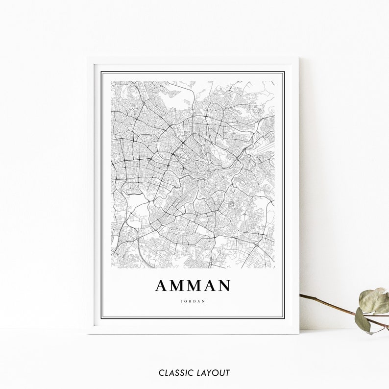 Amman Jordan Map Print, Map Art Poster, City Street Road Map Print ...