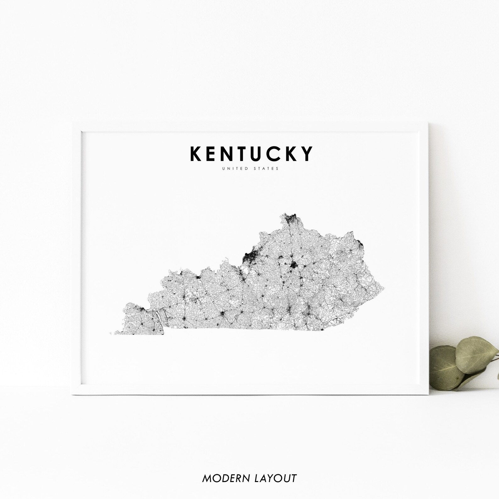 Kentucky Map Print State Road Map Print KY USA United States - Etsy