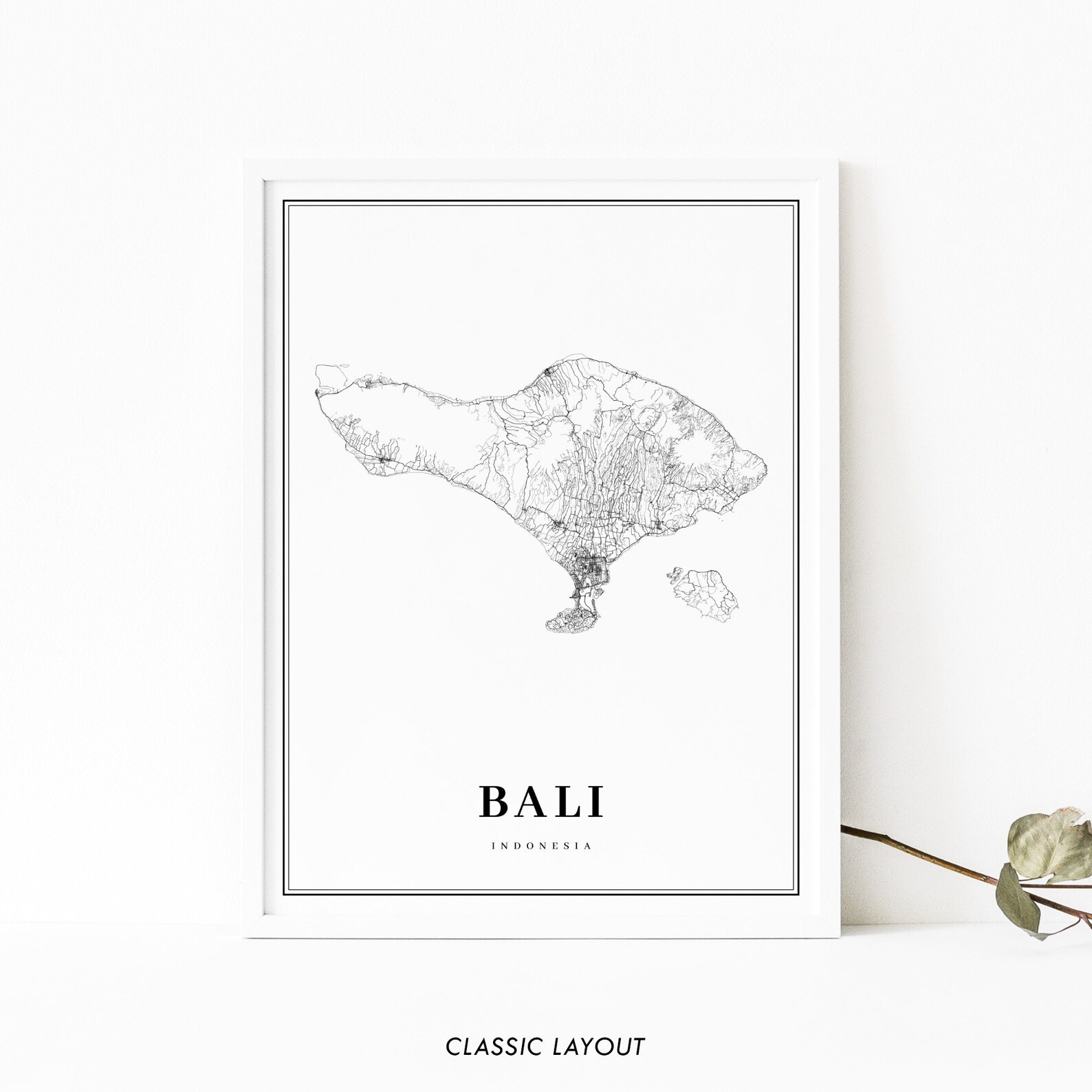 Bali Indonesia Map Print Road Map Art Poster Map Art - Etsy