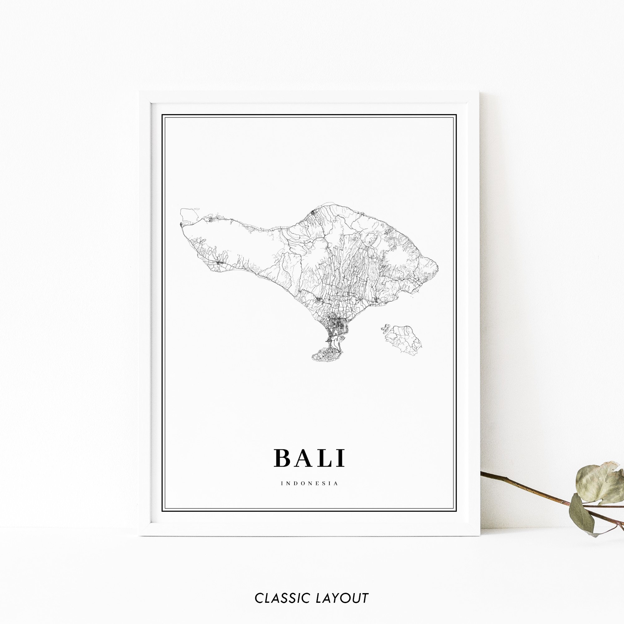 Bali Indonesia Map Print Road Map Art Poster Map Art | Etsy
