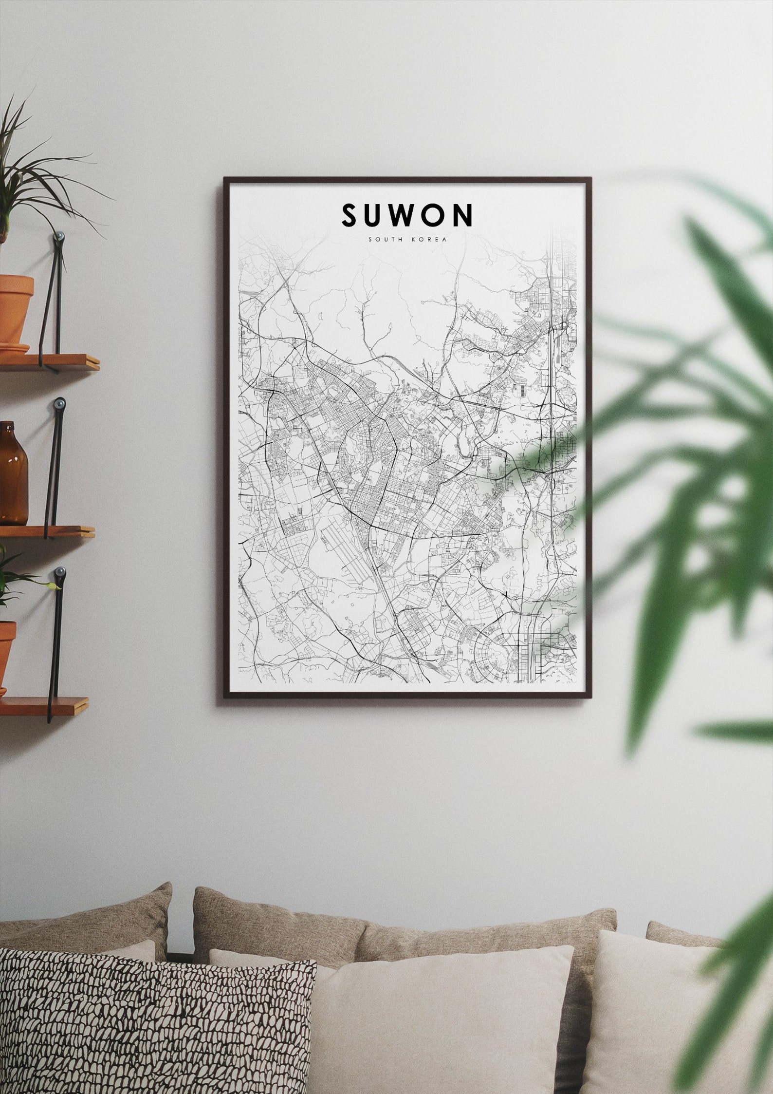 Suwon South Korea Map Print Suwon-si Map Art Poster 수원 수원시 | Etsy