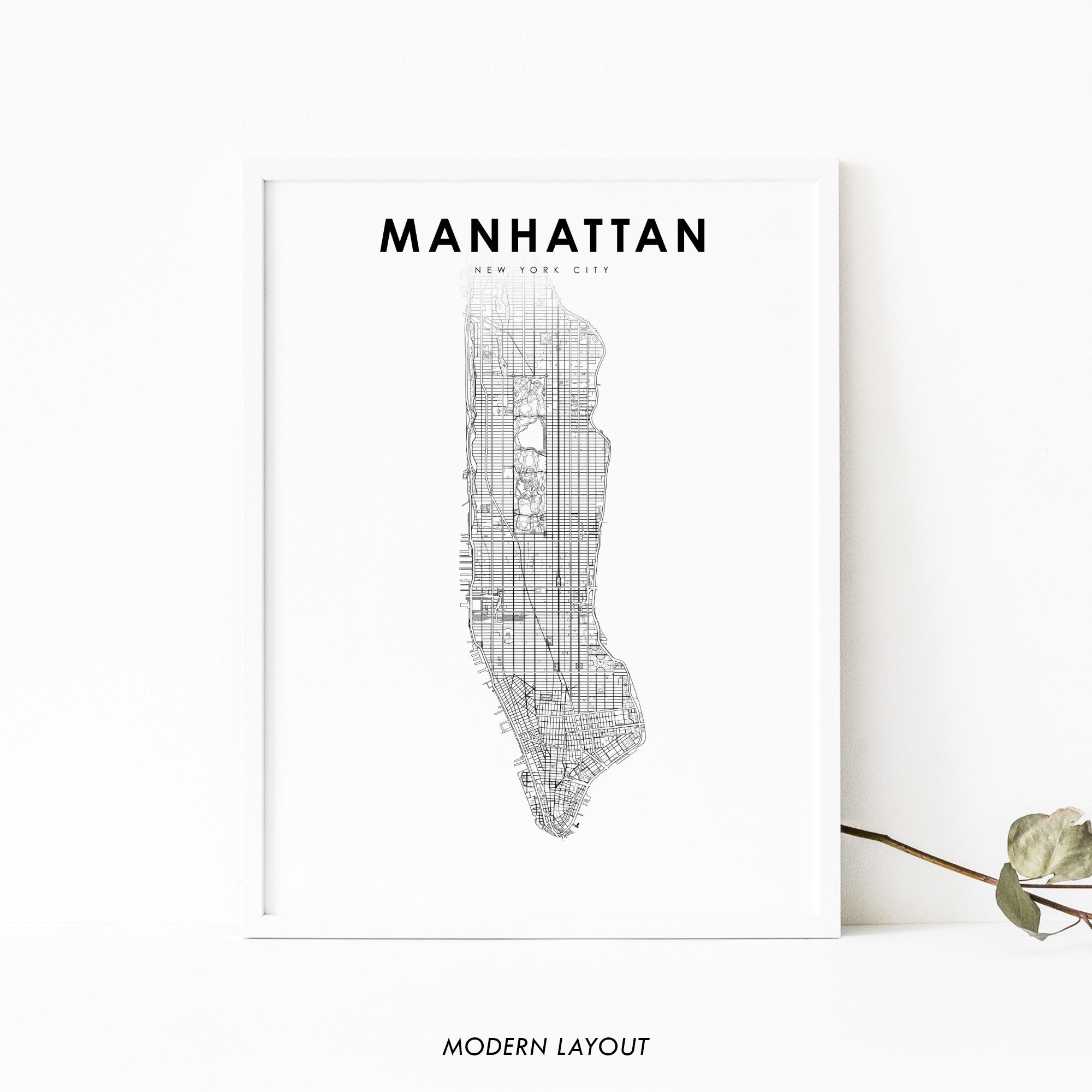 Manhattan NY Map Print, New York City NYC USA Map Art Poster, City ...