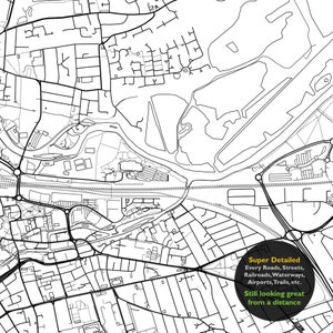 Reading England Map Print, United Kingdom UK Map Art Poster, City ...