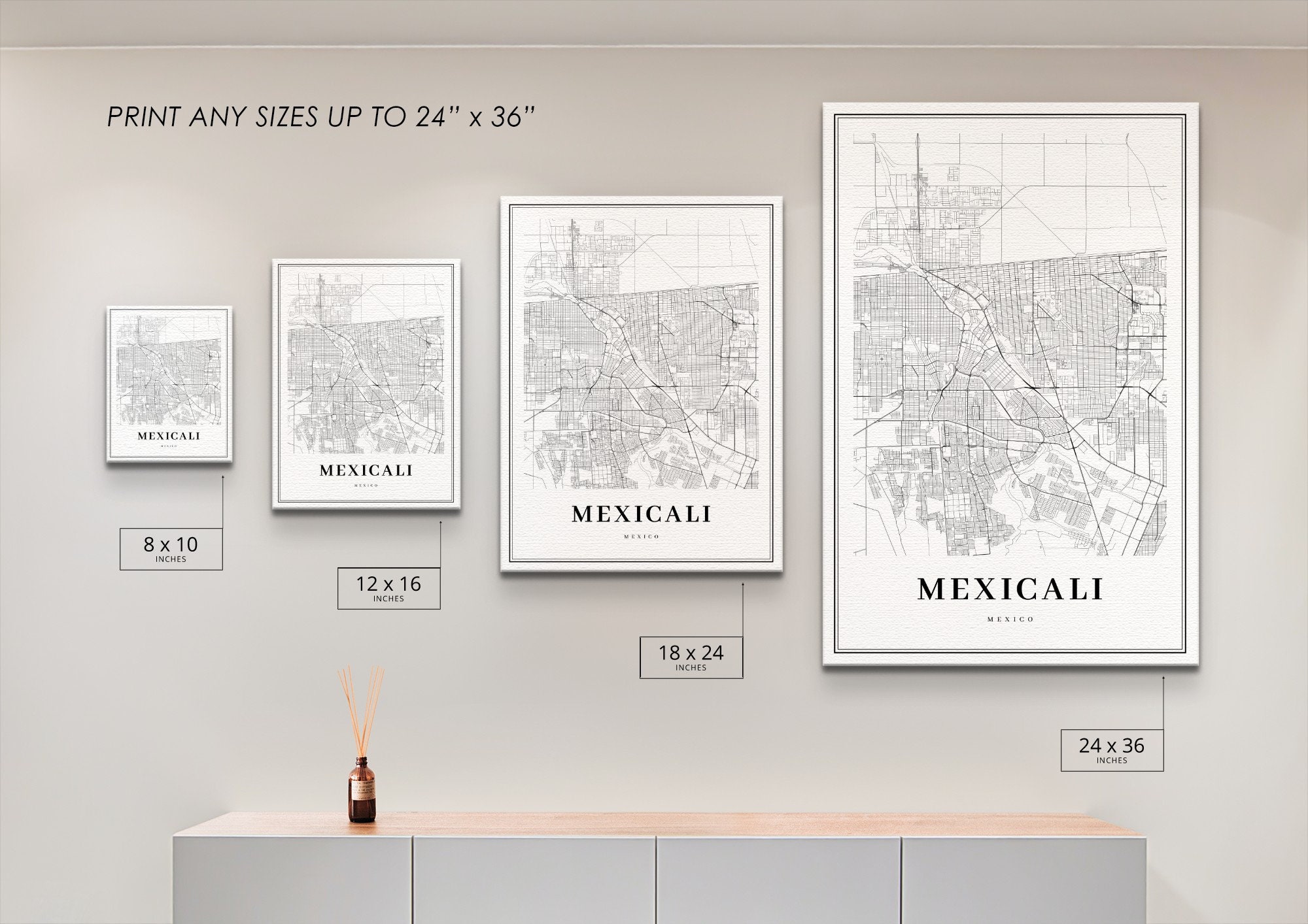 Mexicali Mexico Map Print Baja California México Map Art | Etsy