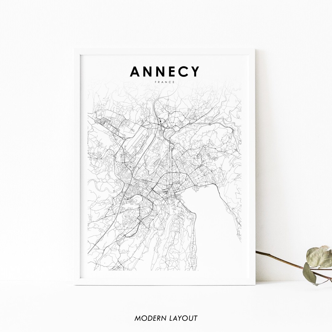 Annecy France Map Print, Map Art Poster, Èneci Ènneci Française, City ...
