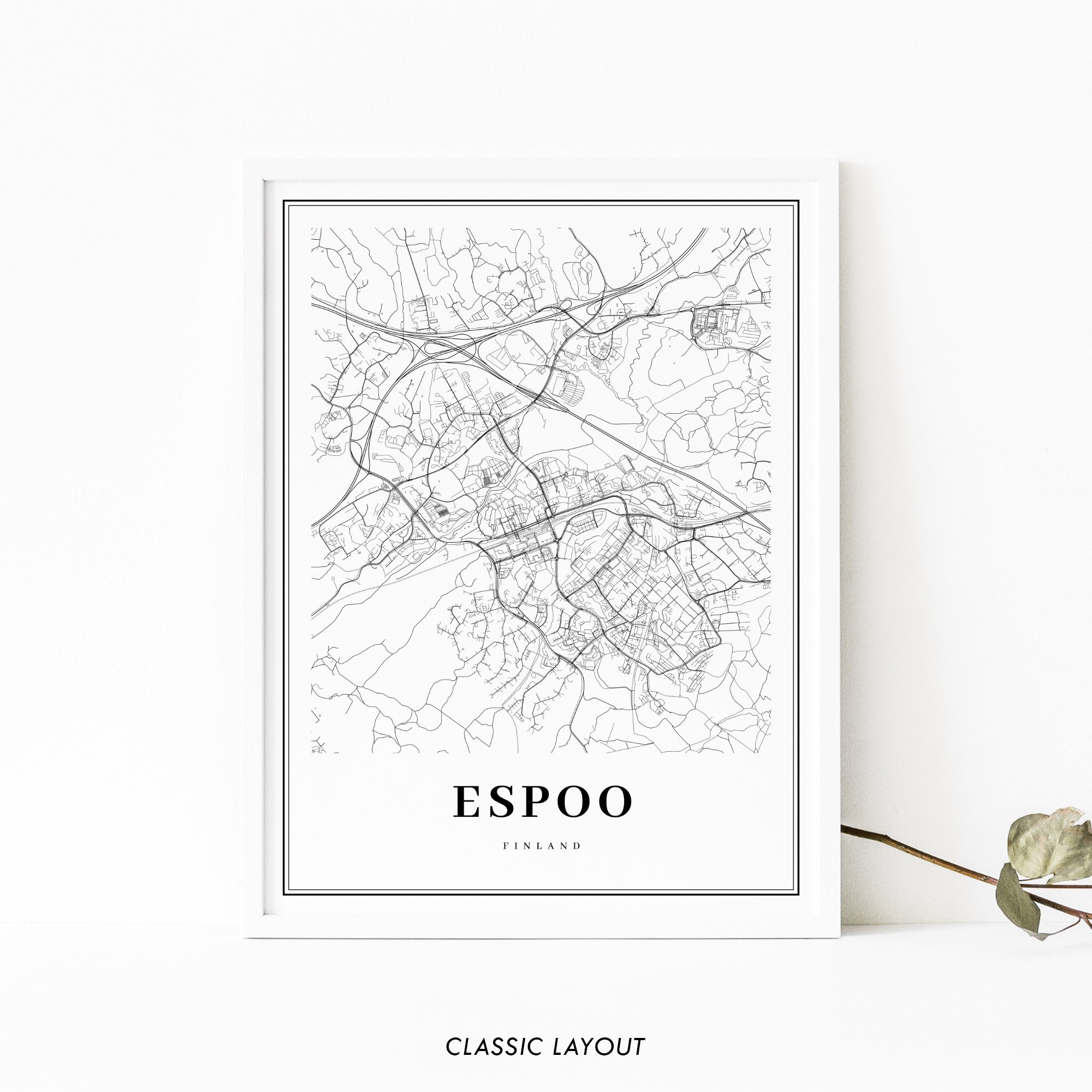 Espoo Finland Map Print Map Art Poster Esbo Uusimaa Suomi | Etsy