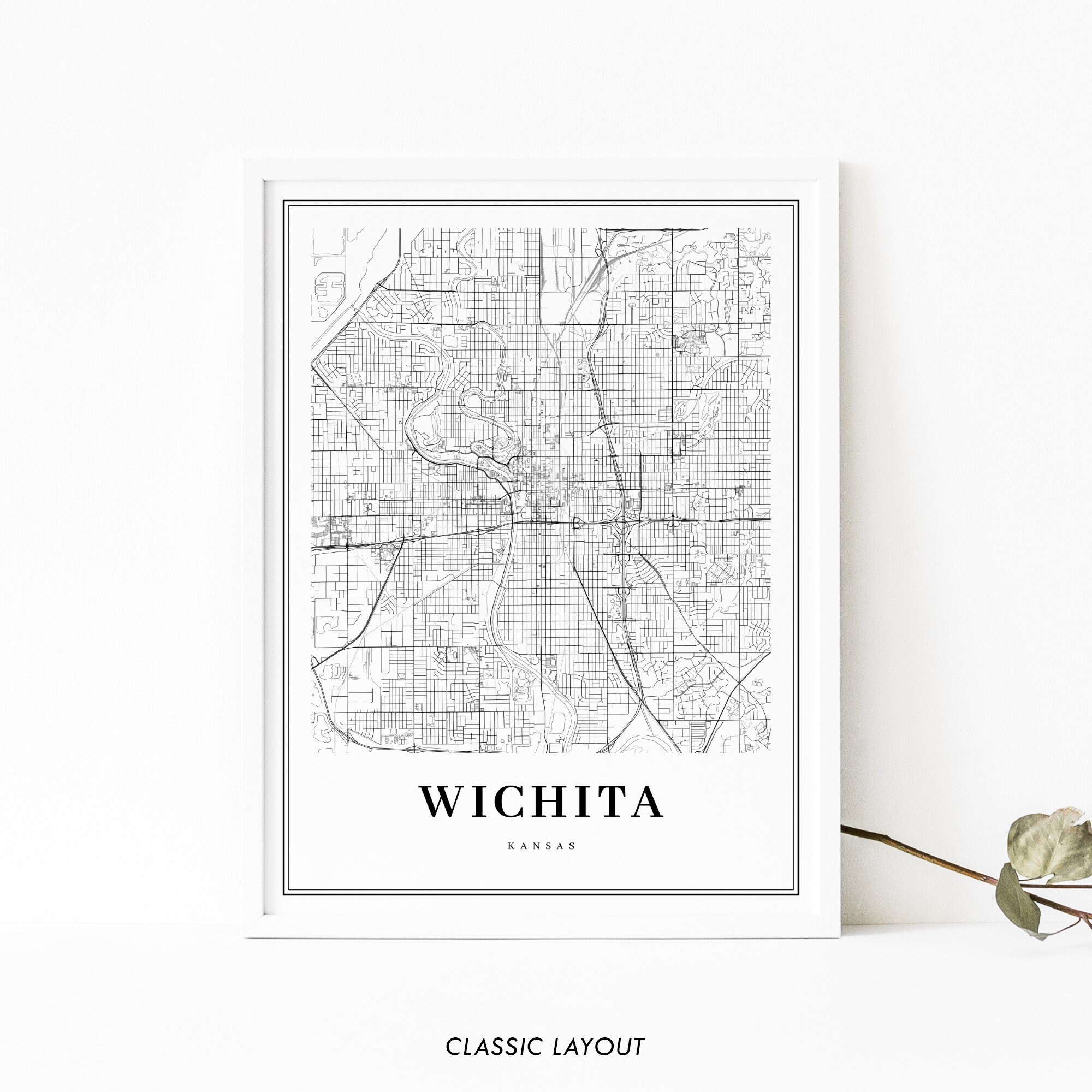 Wichita KS Map Print Kansas USA Map Art Poster Sedgwick | Etsy