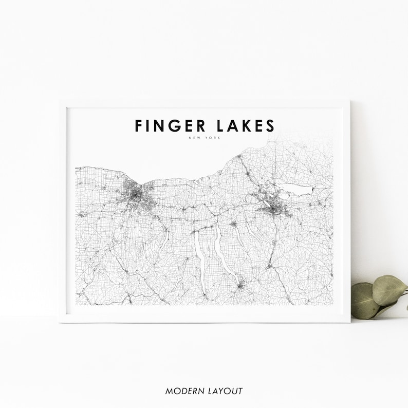 Finger Lakes NY Map Print New York USA Map Art Poster City | Etsy