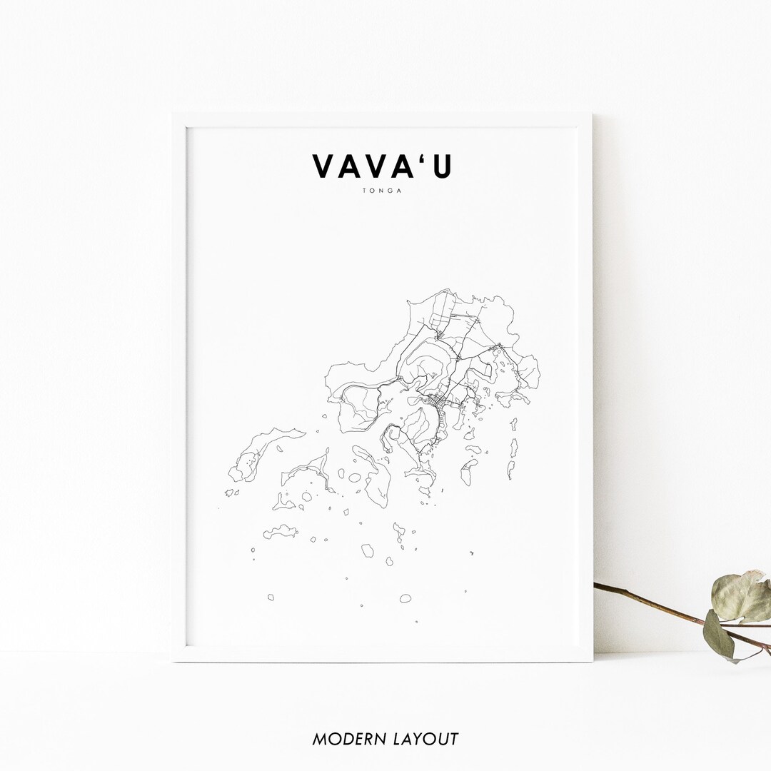 Vavaʻu Tonga Map Print, Vavau Map Art Poster, Mount Talau Neiafu, City ...