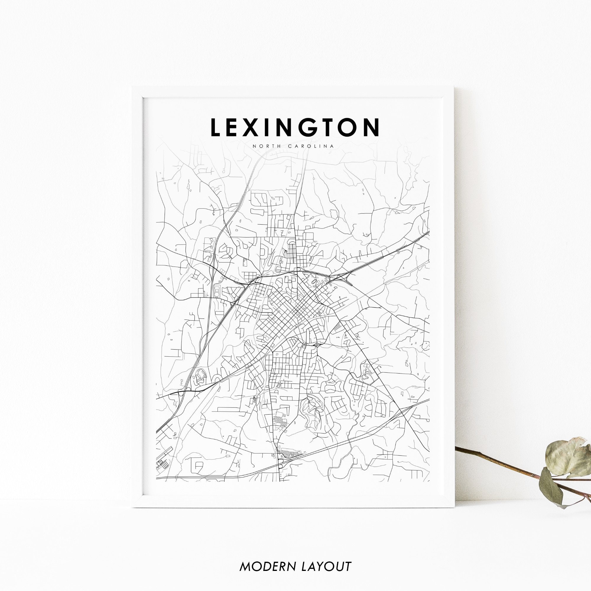 Lexington NC Map Print North Carolina USA Map Art Poster | Etsy