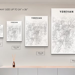 Yerevan Armenia Map Print, Map Art Poster, Երևան Հայաստան Erevan, City ...